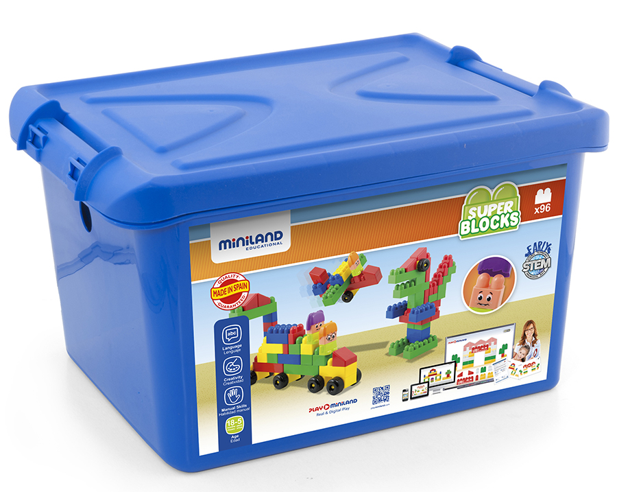 Конструктор блочный Super Blocks 96 деталей в большом контейнере ...